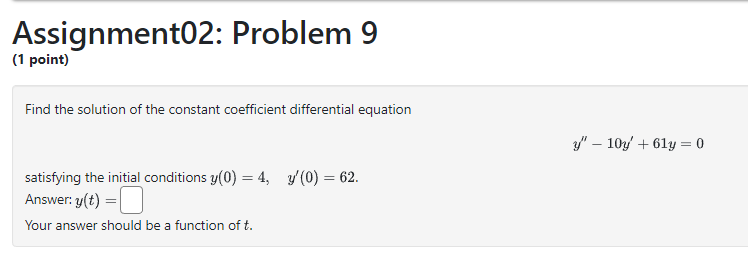 Solved Find the solution of the constant coefficient | Chegg.com