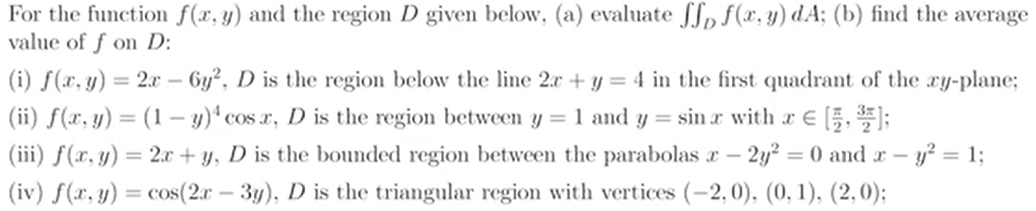 Solved For the function f(x,y) and the region D given below, | Chegg.com