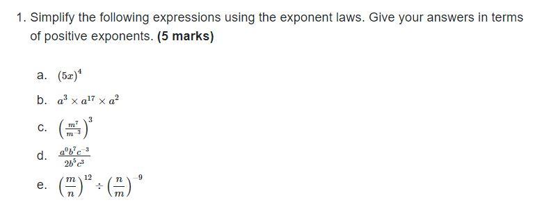 Solved 1. Simplify the following expressions using the | Chegg.com
