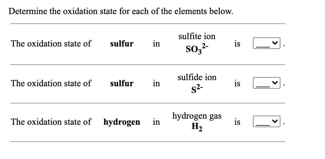 Solved Determine the oxidation state for each of the | Chegg.com
