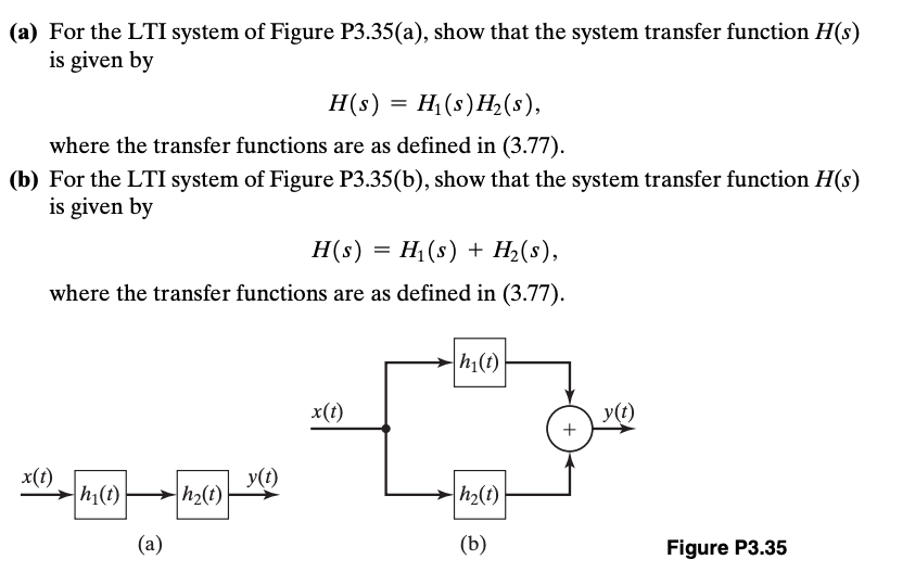 Solved (a) For the LTI system of Figure P3.35(a), show that | Chegg.com