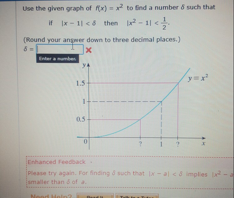 Solved Use the given graph of f(x) = x2 to find a number δ | Chegg.com