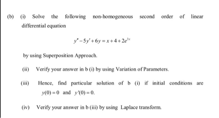 Solved (b))Solve the following non-homogeneous second order | Chegg.com