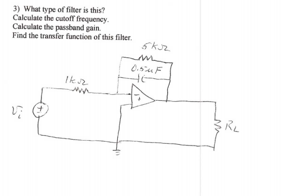 Solved 3) What type of filter is this? Calculate the cutoff | Chegg.com