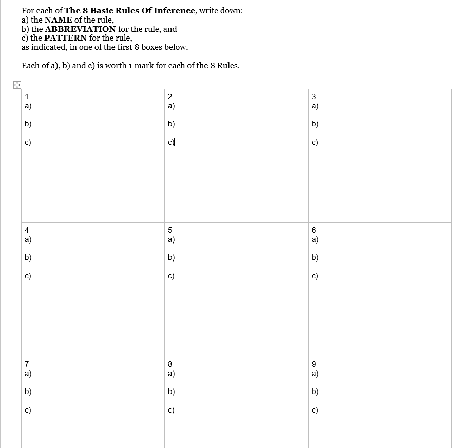 Solved For each of The 8 Basic Rules Of Inference, write | Chegg.com