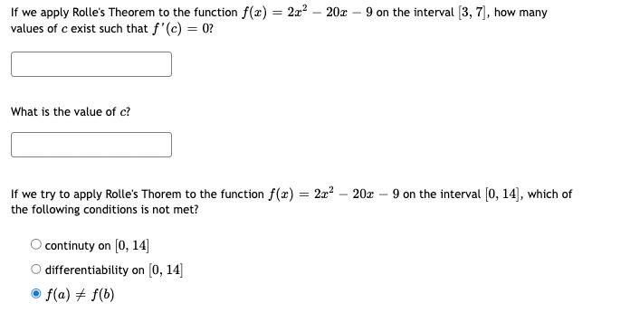 Solved If we apply Rolle's Theorem to the function | Chegg.com