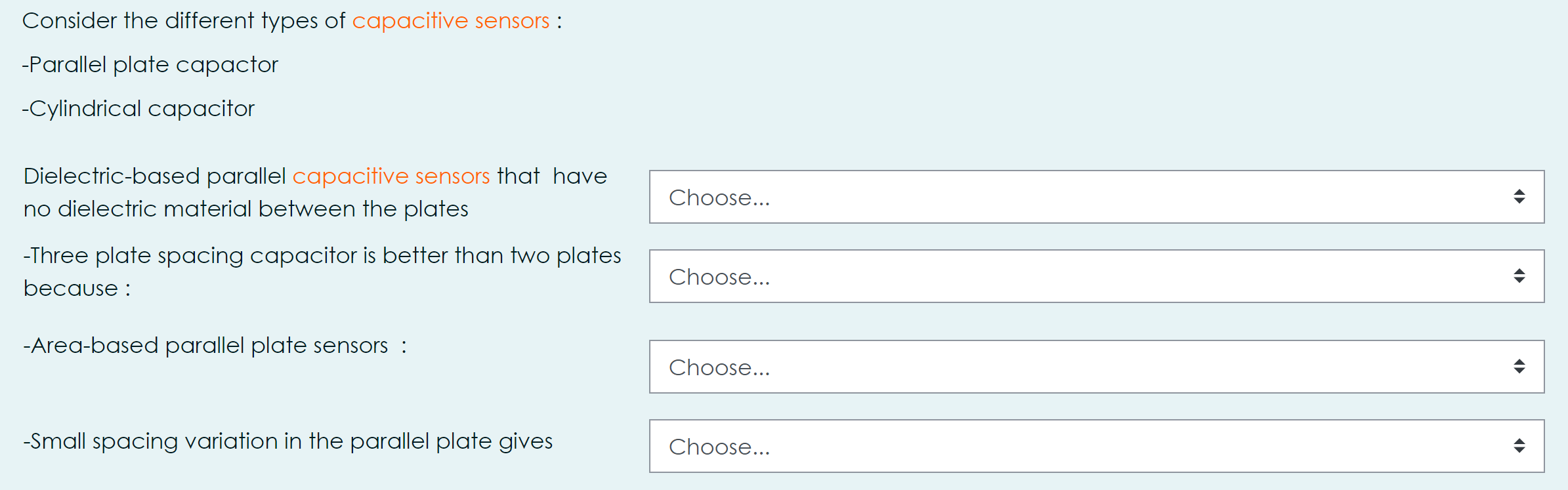 Solved Consider the different types of capacitive sensors : | Chegg.com