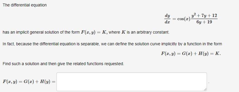 Solved The differential equation has an implicit general | Chegg.com