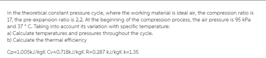 Solved In the theoretical constant pressure cycle, where the | Chegg.com