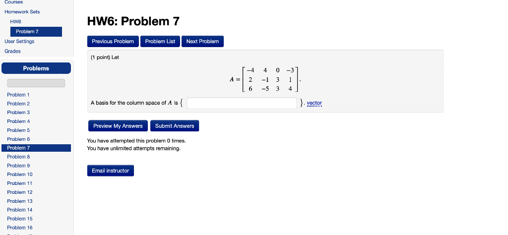 Solved Courses Homework Sets HW6 Problem 7 User Settings | Chegg.com