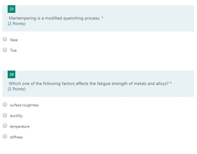 Solved 23 Martempering is a modified quenching process. * (2 | Chegg.com
