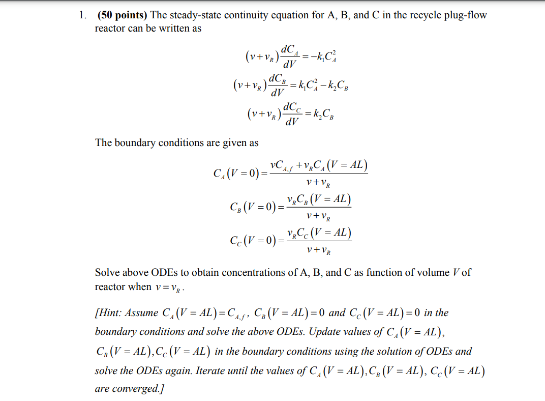 1. (50 points) The steady-state continuity equation | Chegg.com