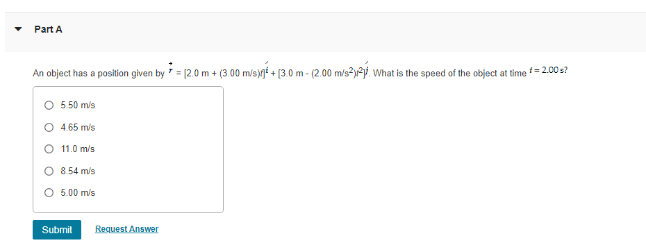 Solved An object has a position given by r=[2.0 m+(3.00 | Chegg.com