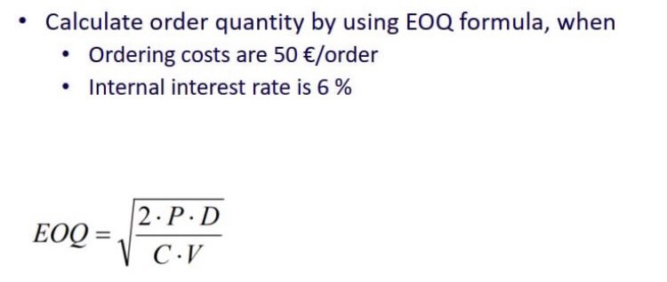 Solved FOn 7alandn- Calculate order quantity by using EOQ | Chegg.com