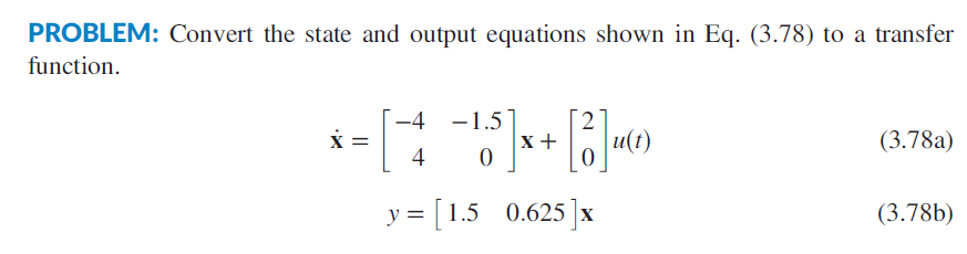 Solved PROBLEM: Convert the state and output equations shown | Chegg.com