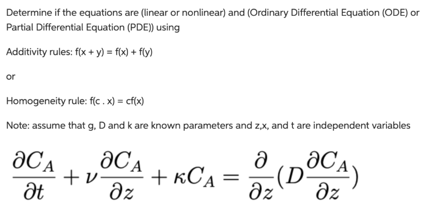 Solved Determine if the equations are (linear or nonlinear) | Chegg.com