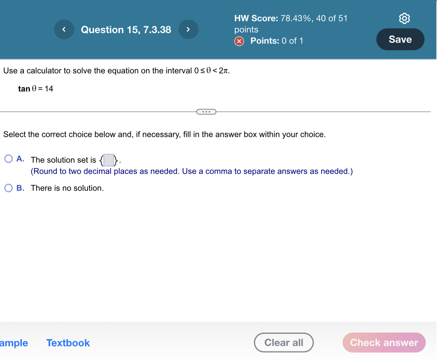 Solved Use a calculator to solve the equation on the | Chegg.com
