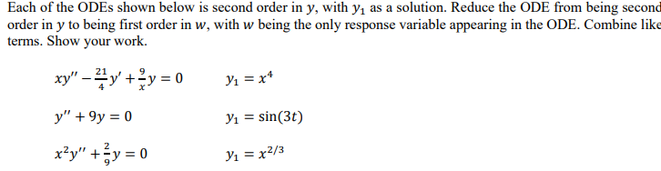 Solved Each of the ODEs shown below is second order in y, | Chegg.com