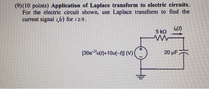 Solved For the electric circuit shown, use Laplace transform | Chegg.com