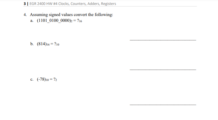 Solved 3 EGR 2400 HW #4 Clocks, Counters, Adders, Registers | Chegg.com