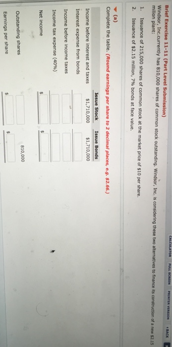 Solved Brief Exercise 11-11 (Part Level Submission) milion | Chegg.com Solved Brief Exercise 11-11 (Part Level Submission) milion | Chegg.com