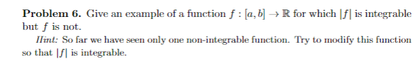 Solved Problem 6. Give an example of a function f : [a, b] → | Chegg.com