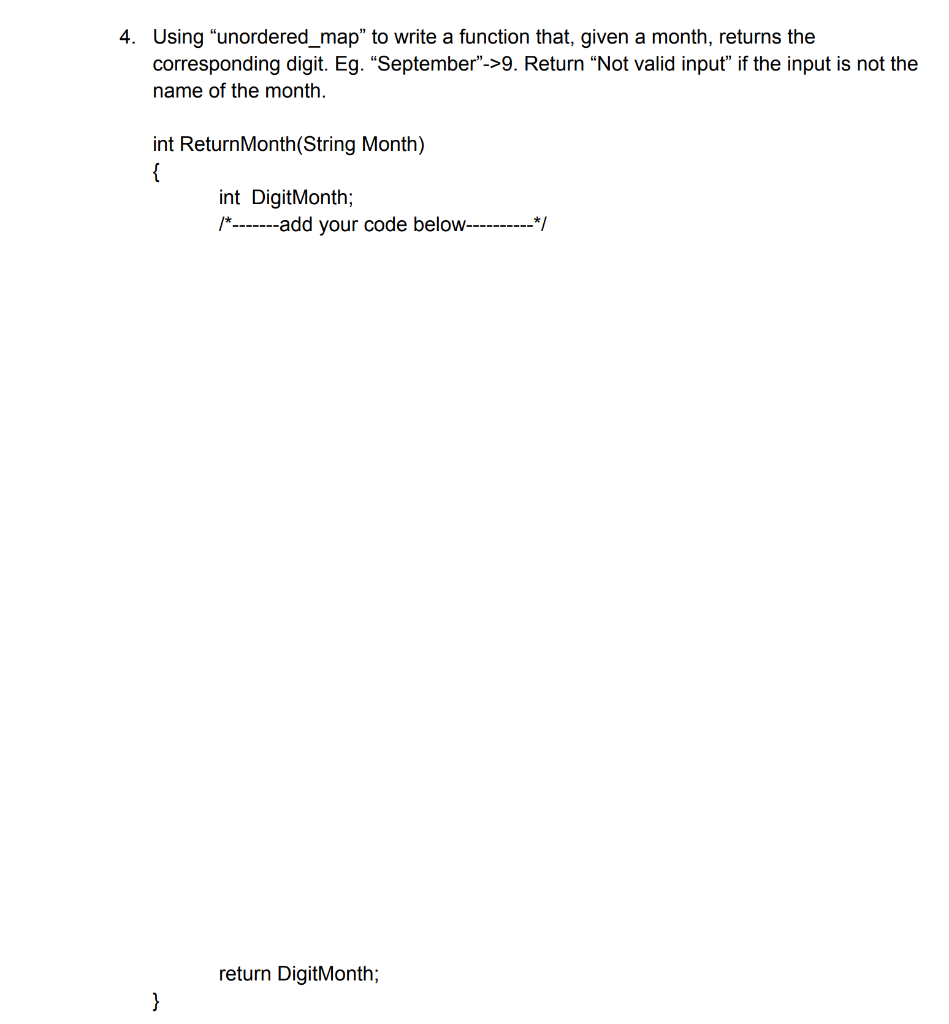 Solved 4. Using “unordered_map” to write a function that, | Chegg.com