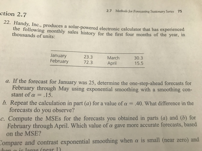 Solved 2.7 Methods for Forecasting Stationary Series 75 | Chegg.com