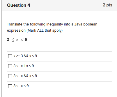 Solved Question 4 2 pts Translate the following inequality | Chegg.com