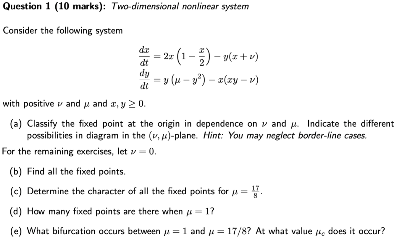 Solved Question 1 10 Marks Two Dimensional Nonlinear