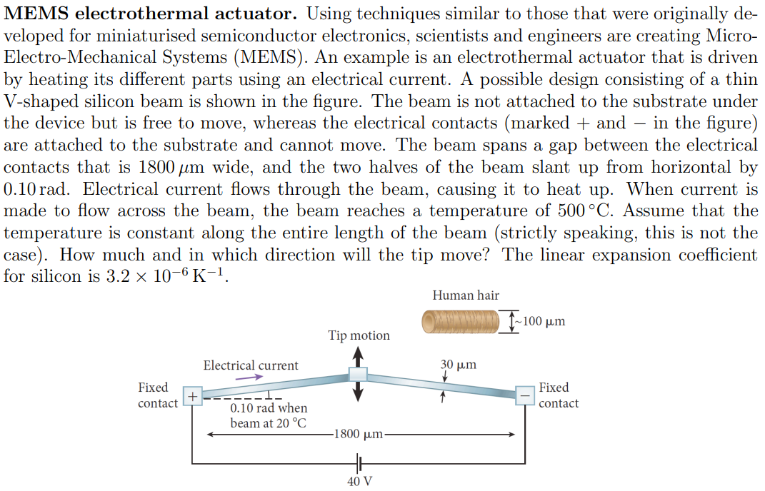 Solved MEMS electrothermal actuator. Using techniques | Chegg.com