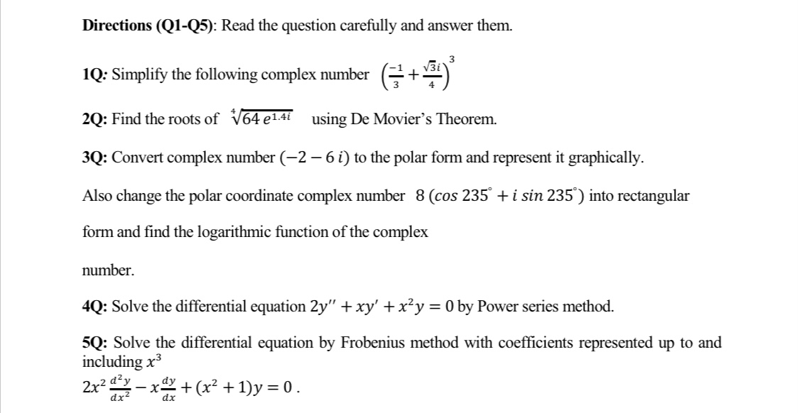 Solved Directions (Q1-Q5): Read the question carefully and | Chegg.com