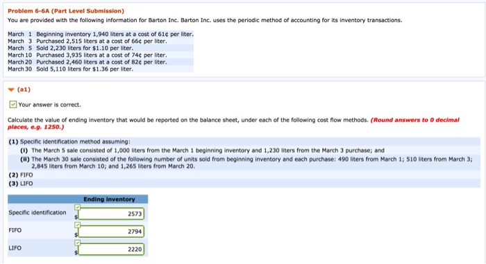Solved Problem 6-6A (Part Level Submission) You are provided | Chegg.com