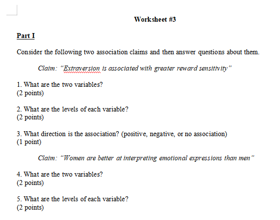 Solved Worksheet #3 Part I Consider the following two | Chegg.com