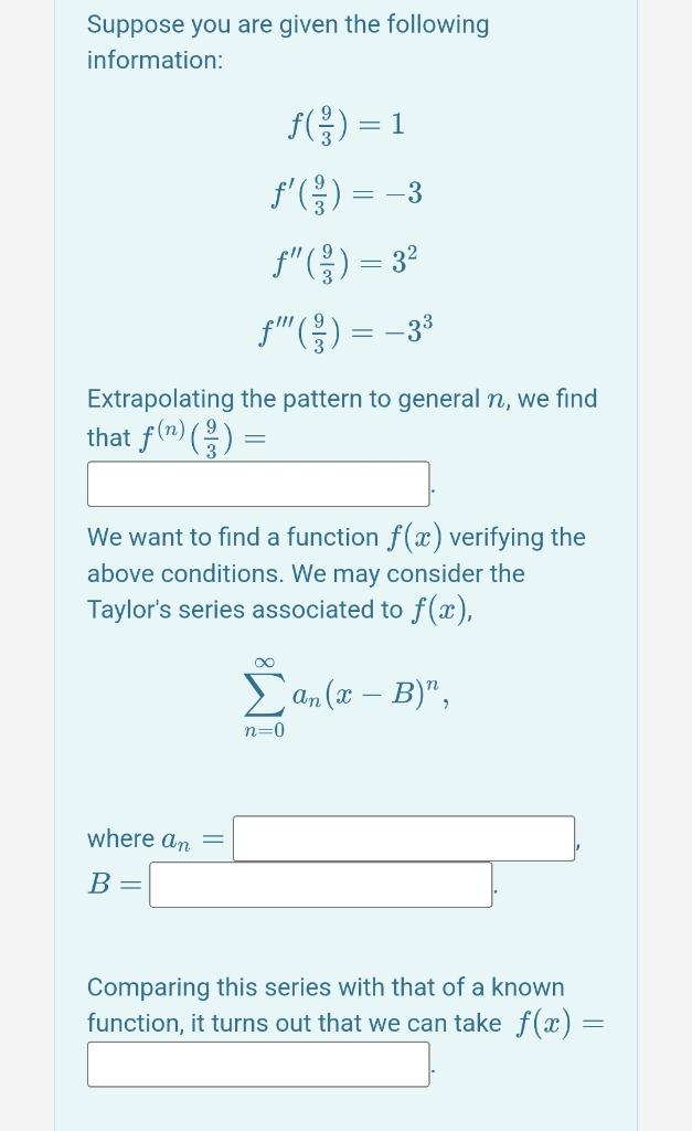 Solved Suppose you are given the following information: | Chegg.com