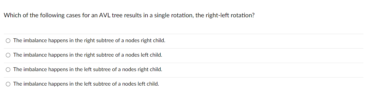 Solved Which of the following cases for an AVL tree results | Chegg.com