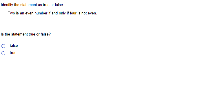 Solved Identify the statement as true or false. Two is an | Chegg.com