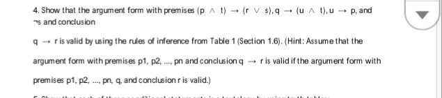 Solved 4. Show that the argument form with premises (p ^ t) | Chegg.com