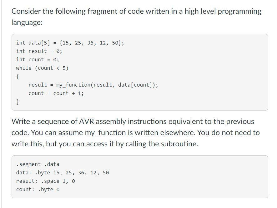 Solved Consider the following fragment of code written in a | Chegg.com