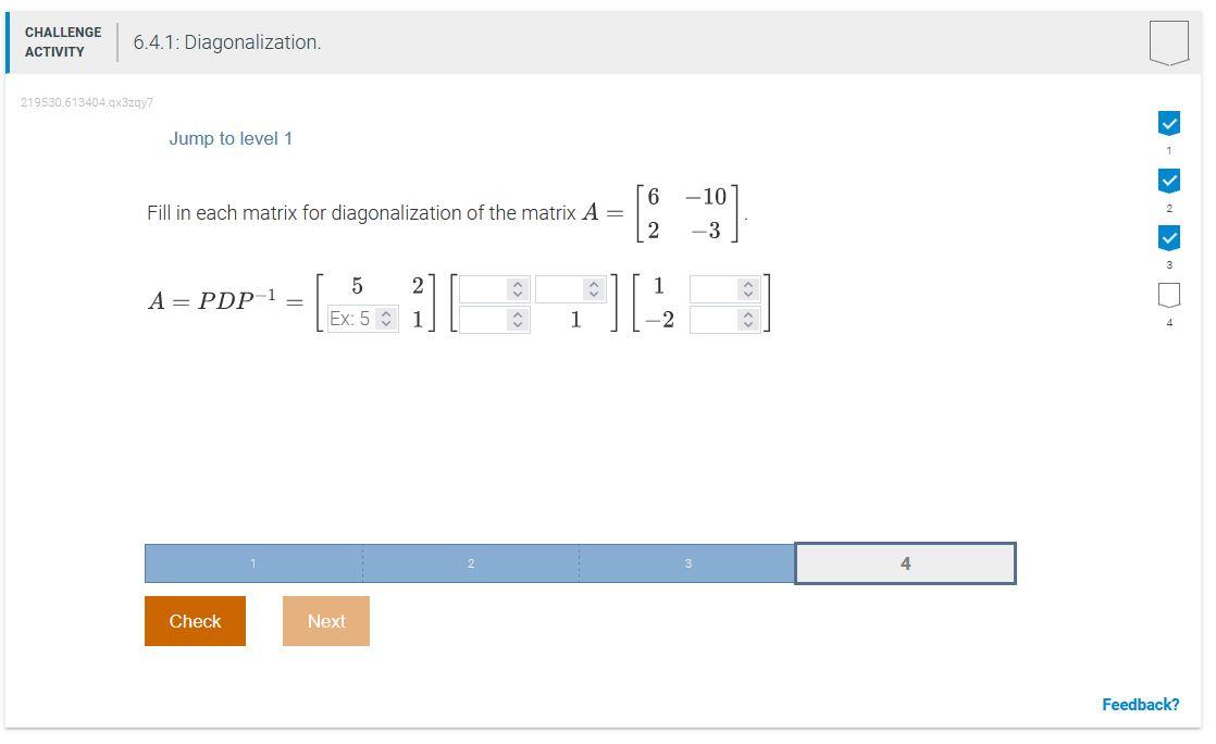 Solved CHALLENGE ACTIVITY 6.4.1: Diagonalization. | Chegg.com
