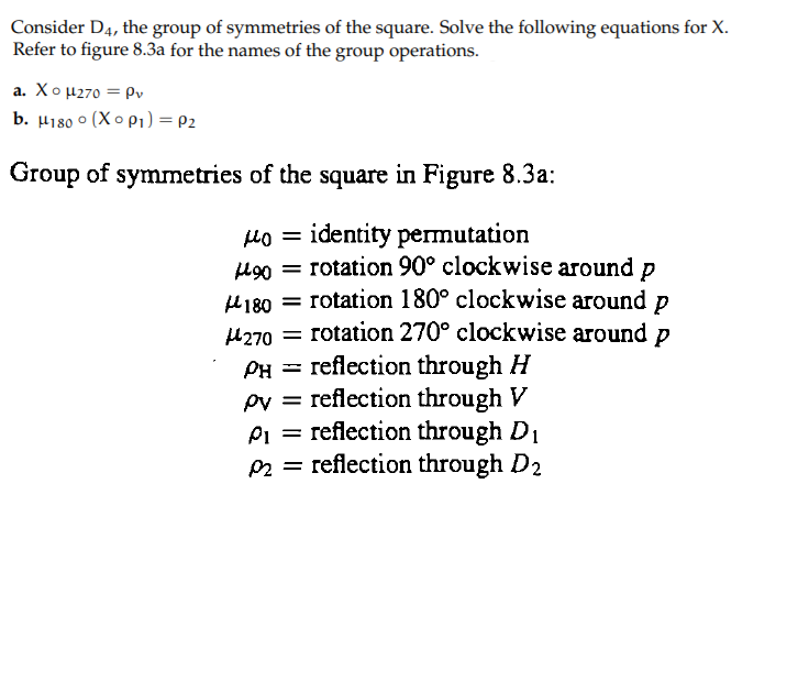 Solved Consider D4, the group of symmetries of the square. | Chegg.com
