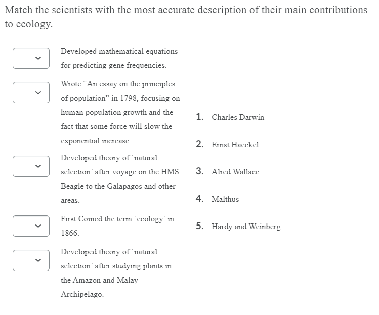 Solved Match the scientists with the most accurate | Chegg.com