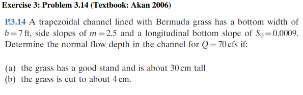 Solved Exercise 3: Problem 3.14 (Textbook: Akan 2006) P.3.14 | Chegg.com