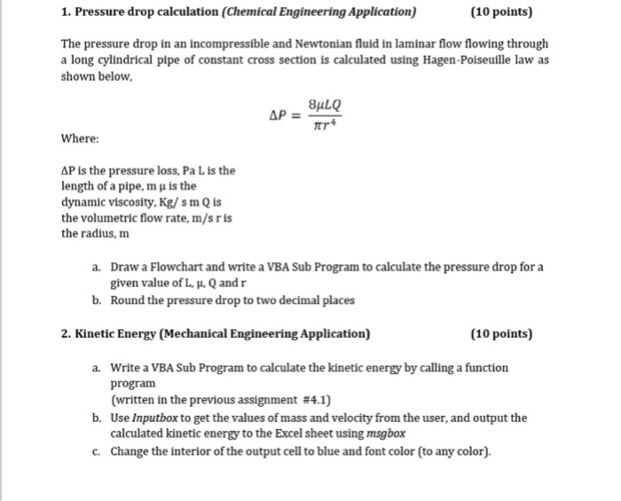 Solved 1. Pressure drop calculation (Chemical Engineering | Chegg.com