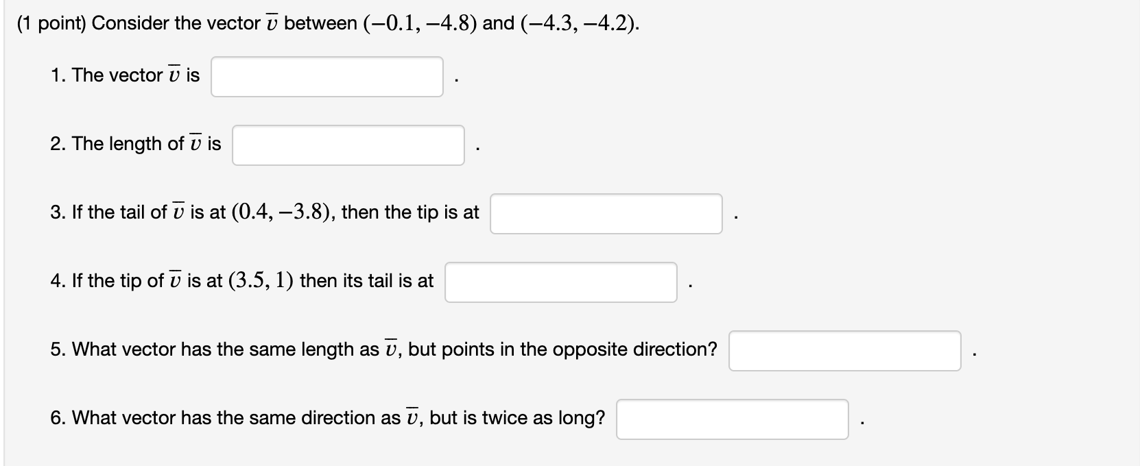 Solved (1 point) Consider the vector vˉ between (−0.1,−4.8) | Chegg.com Solved (1 point) Consider the vector vˉ between (−0.1,−4.8) | Chegg.com