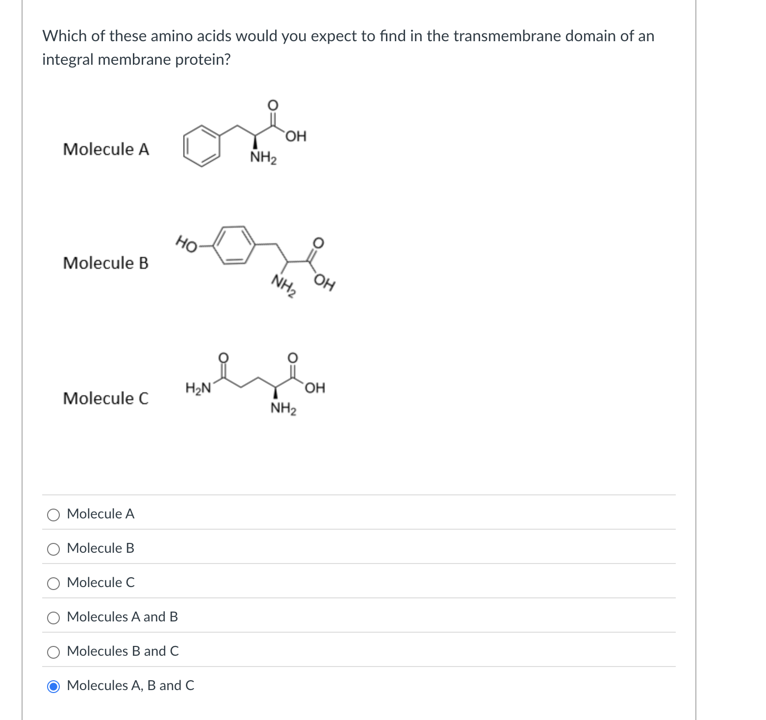 Solved Which of these amino acids would you expect to find | Chegg.com