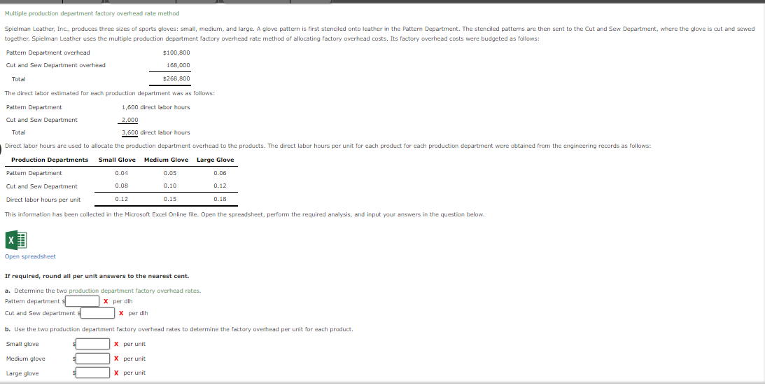 Solved Multiple production department factory overhead rate | Chegg.com