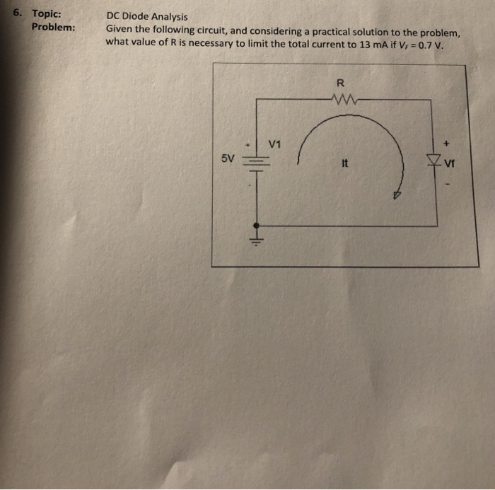 Solved 6. Topic: DC Diode Analysis Given the following | Chegg.com