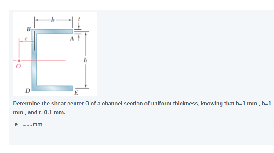 Solved B A h 0 D E Determine the shear center of a channel | Chegg.com
