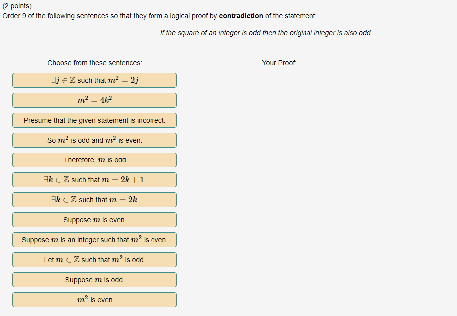 Solved (2 points) Order 9 of the following sentences so that | Chegg.com Solved (2 points) Order 9 of the following sentences so that | Chegg.com